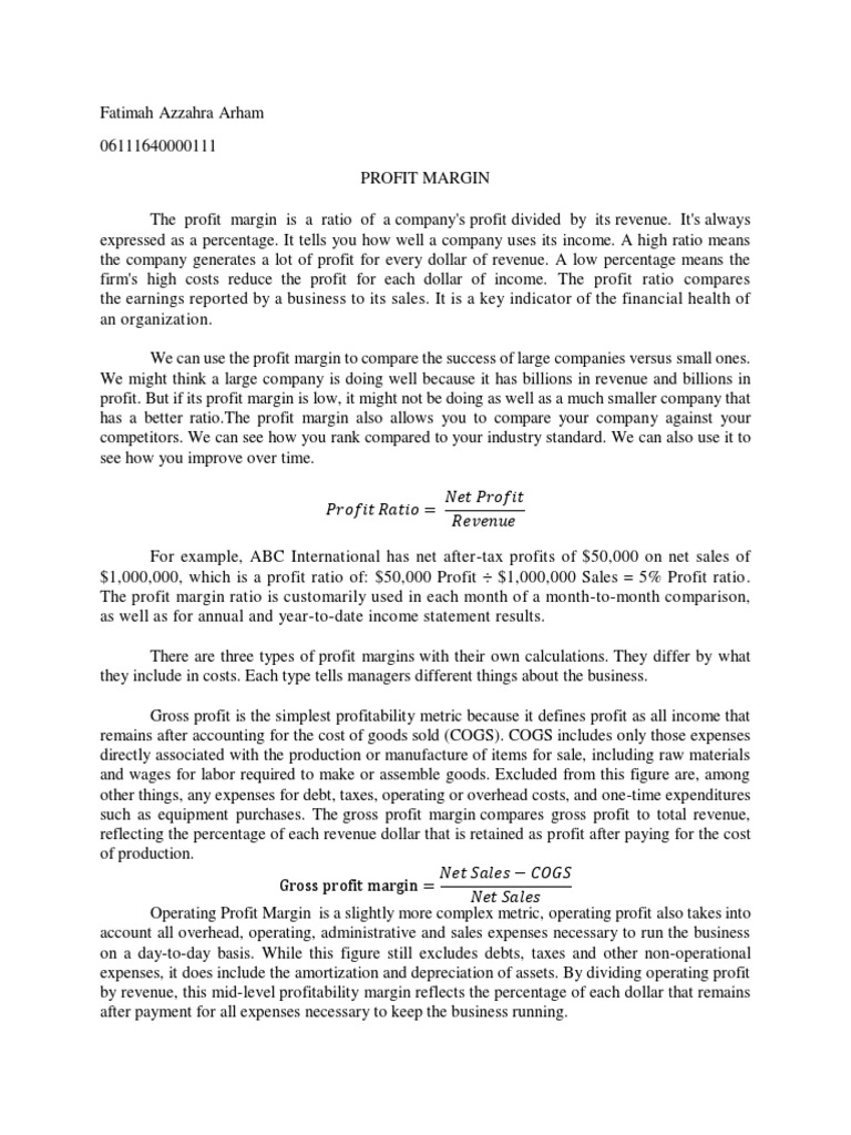 Profit Margin Pdf Download Free Pdf Revenue Net Income