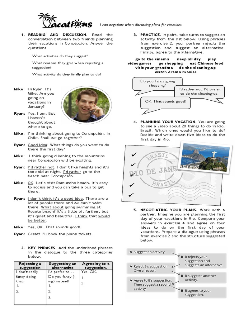 Vacations Worksheet | PDF