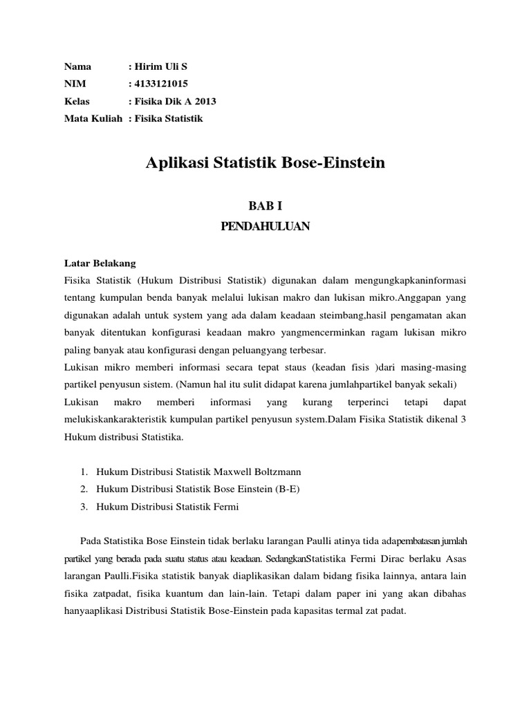Aplikasi Bose Einstein | PDF