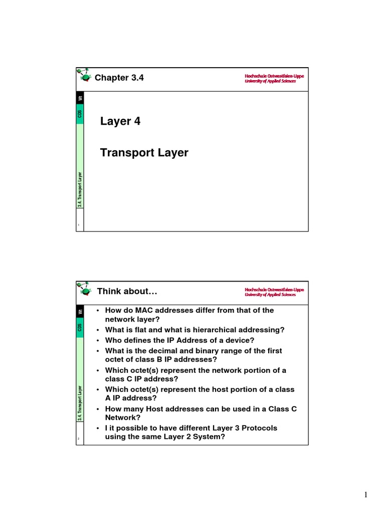 Transport Layer | PDF | Transmission Control Protocol | Internet Protocol Suite