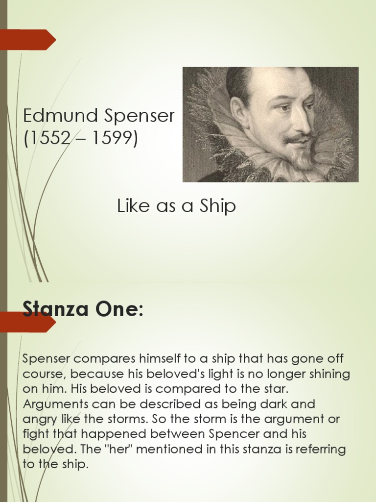 Edmund Spenser (1552 - 1599) Like As A Ship | PDF