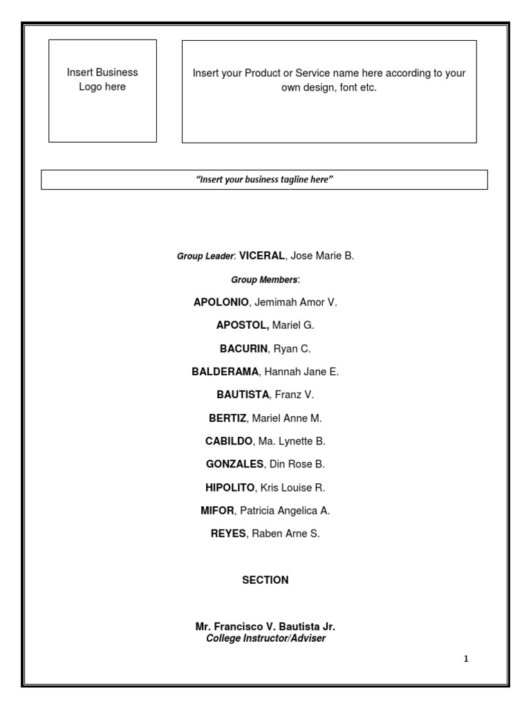 Insert Business Logo Here Insert Your Product or Service Name Here ...