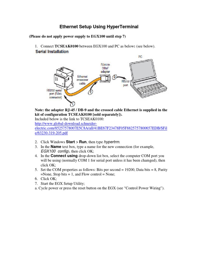 Ethernet Setup Using HyperTerminal | PDF