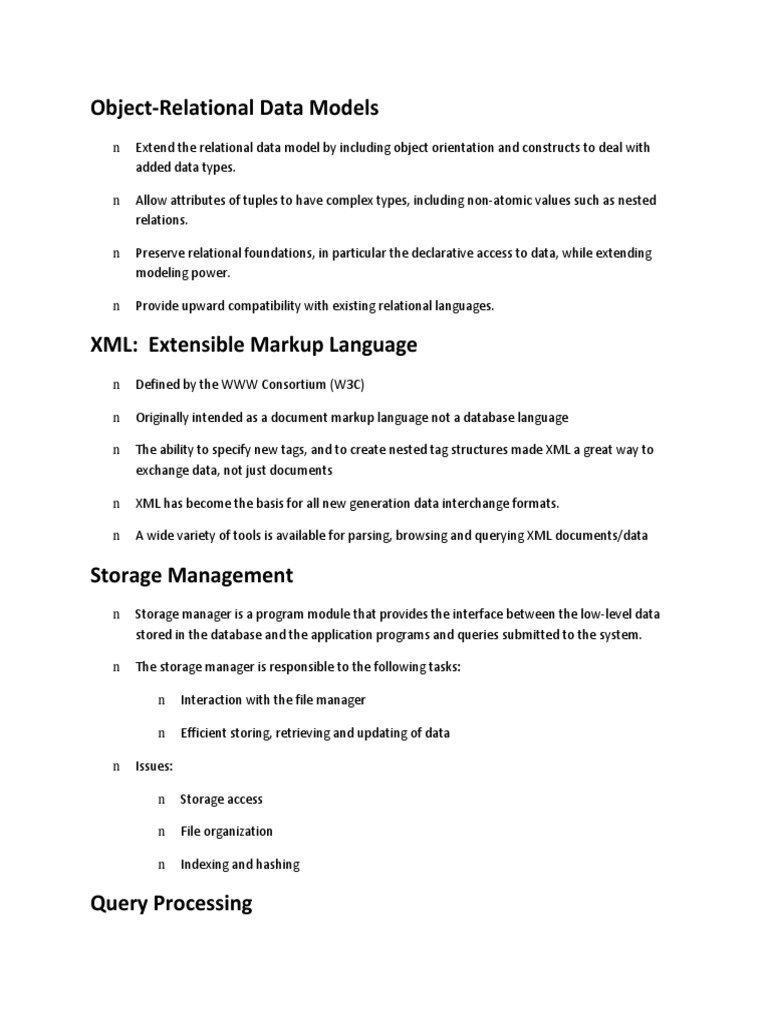 Object-Relational Data Models | PDF | Xml | Databases