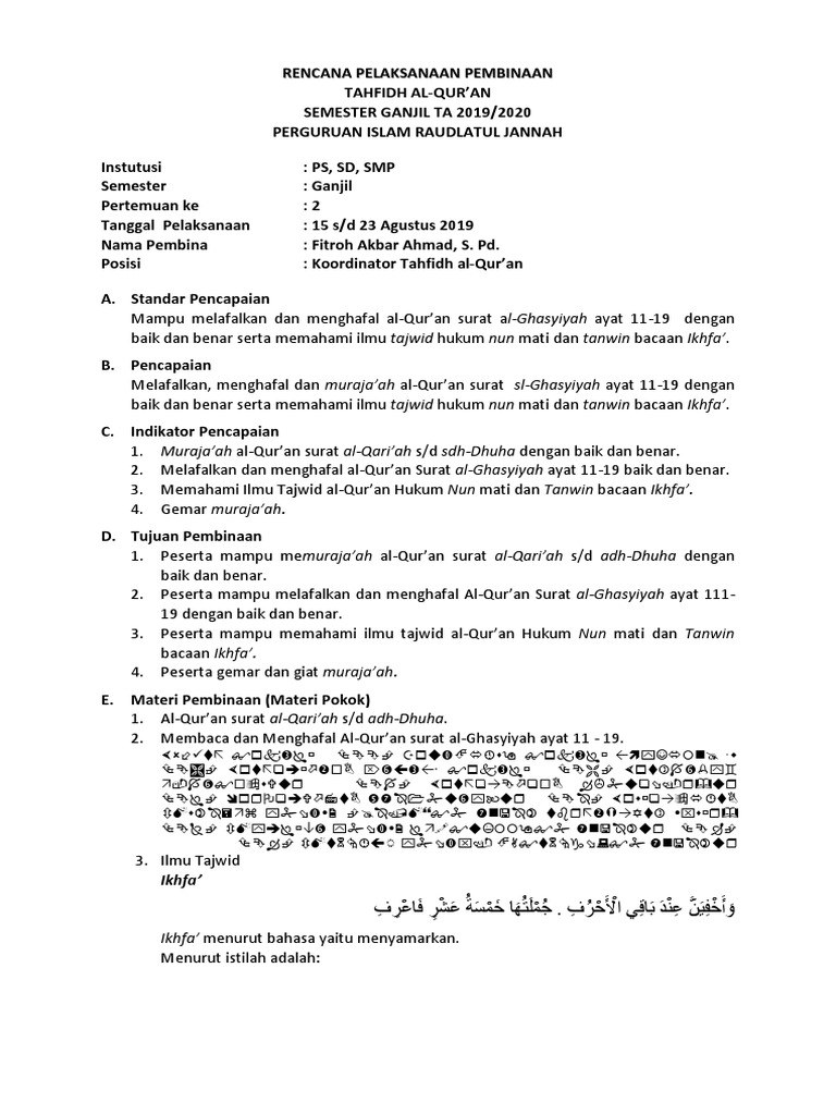 RPP Metode Tilawati | PDF