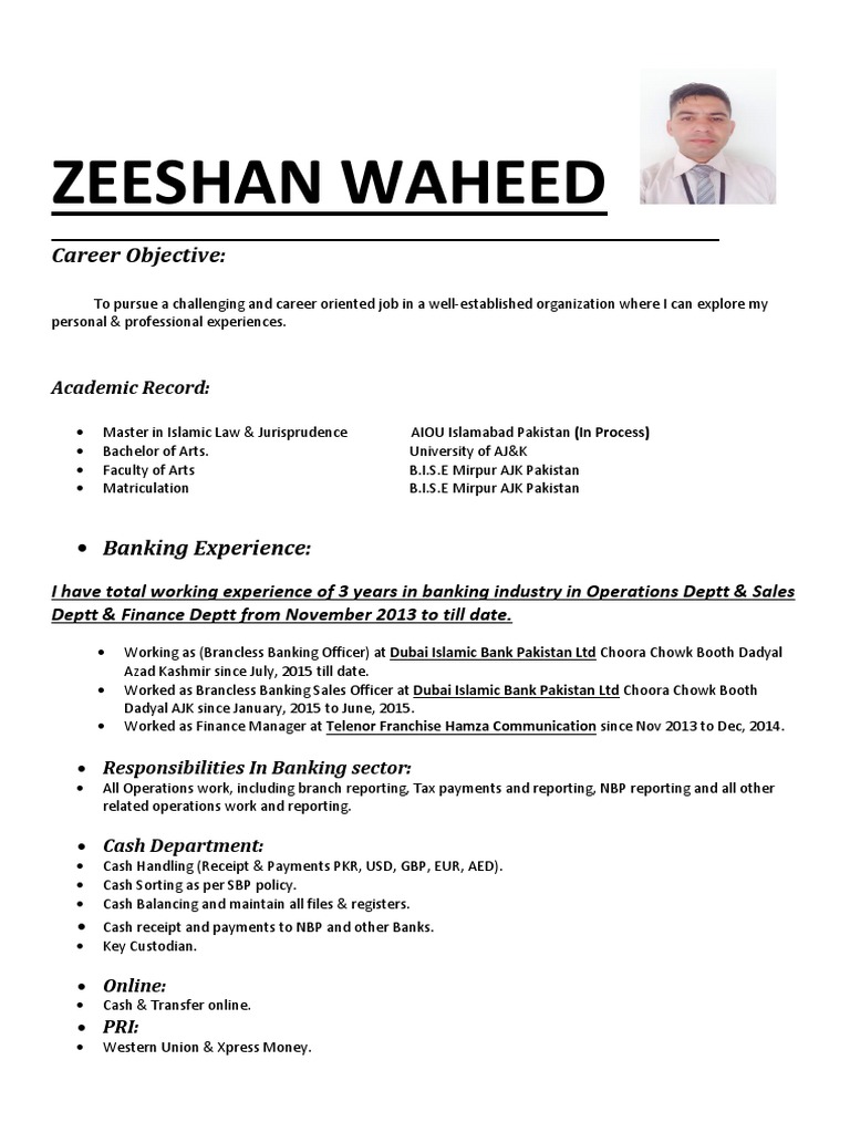 Zeeshan Waheed CV New | PDF | Pakistan | Money