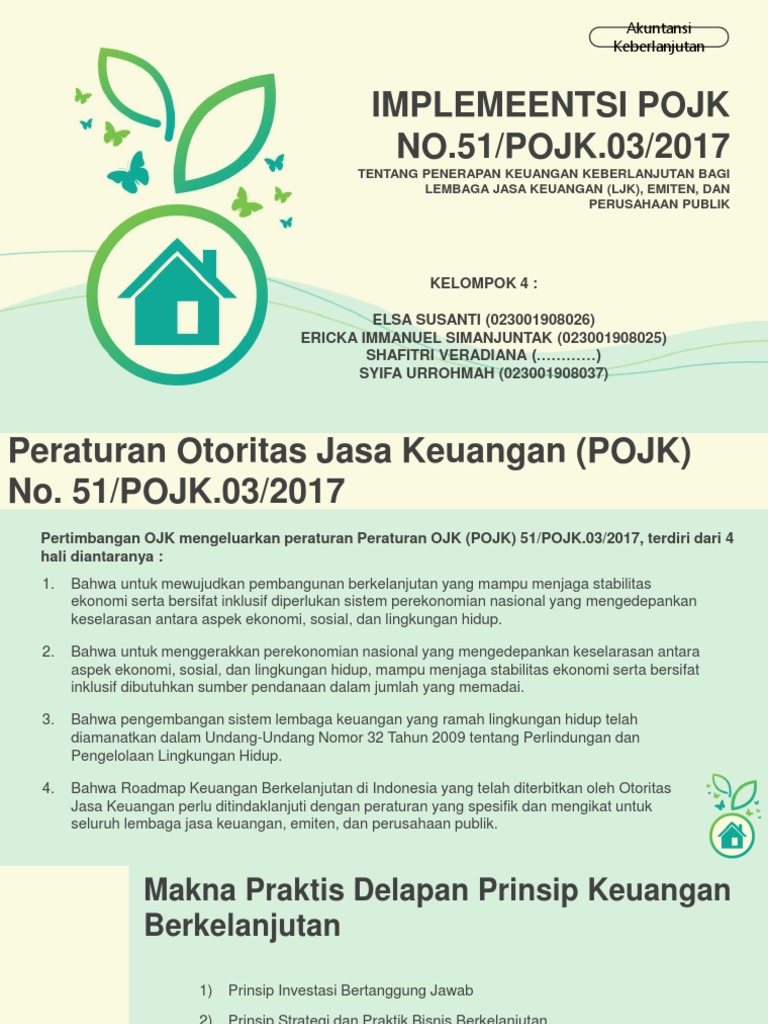 Akuntansi Keberlanjutan - Bahan Presentasi POJK 51 | PDF