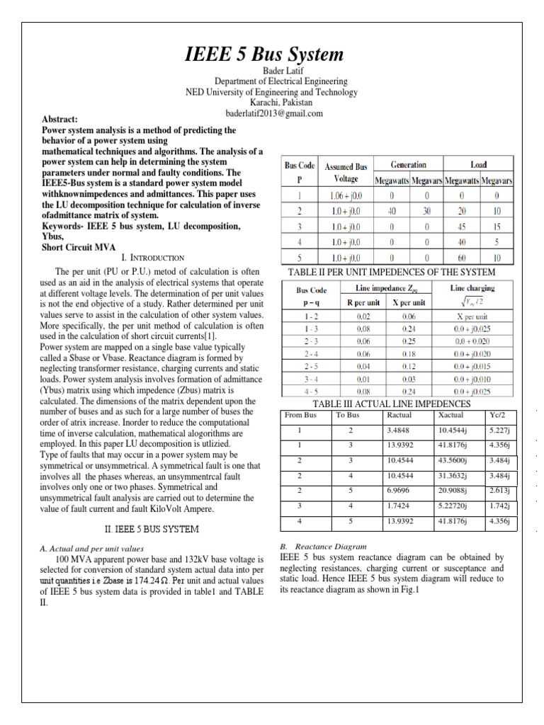 IEEE 5 Bus | PDF | Electrical Impedance | Matrix (Mathematics)