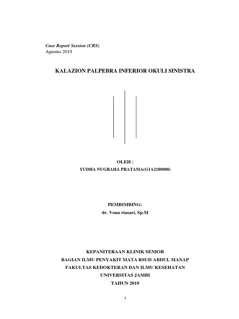 Kalazion Palpebra Inferior Okuli Sinistra: Case Report Session (CRS) | PDF