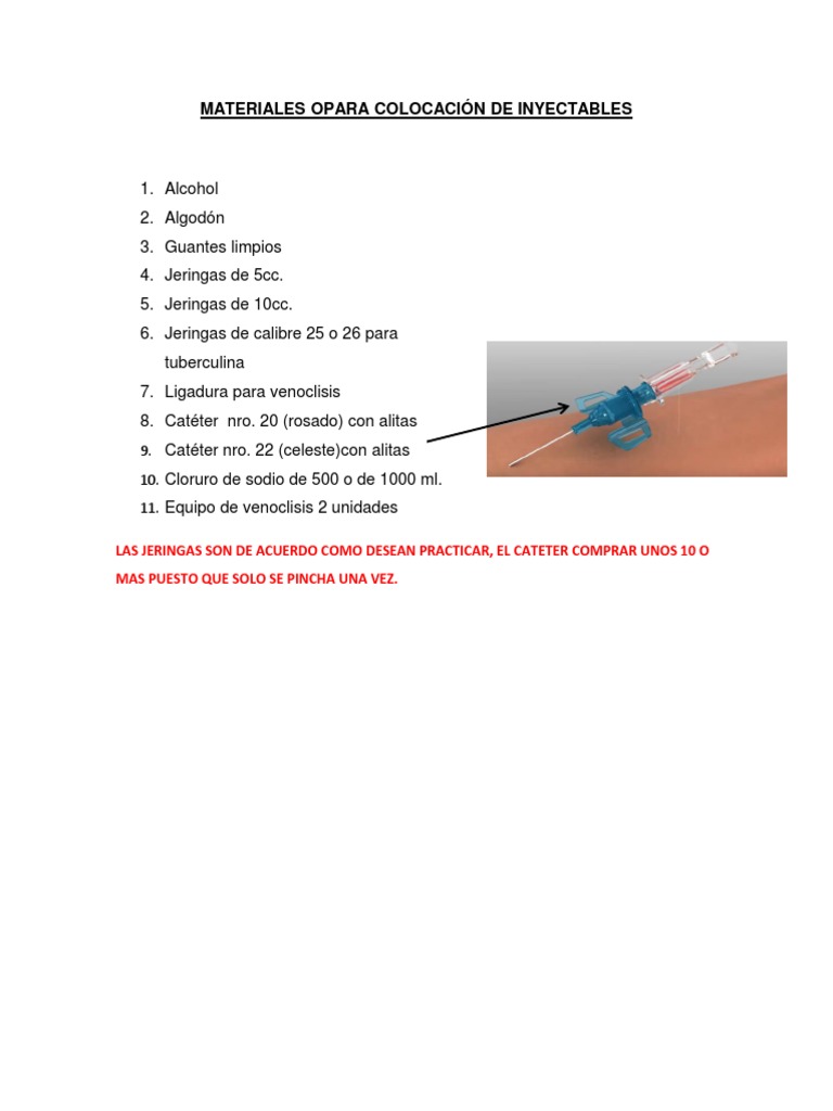 Materiales para Colocación de Inyectables | PDF