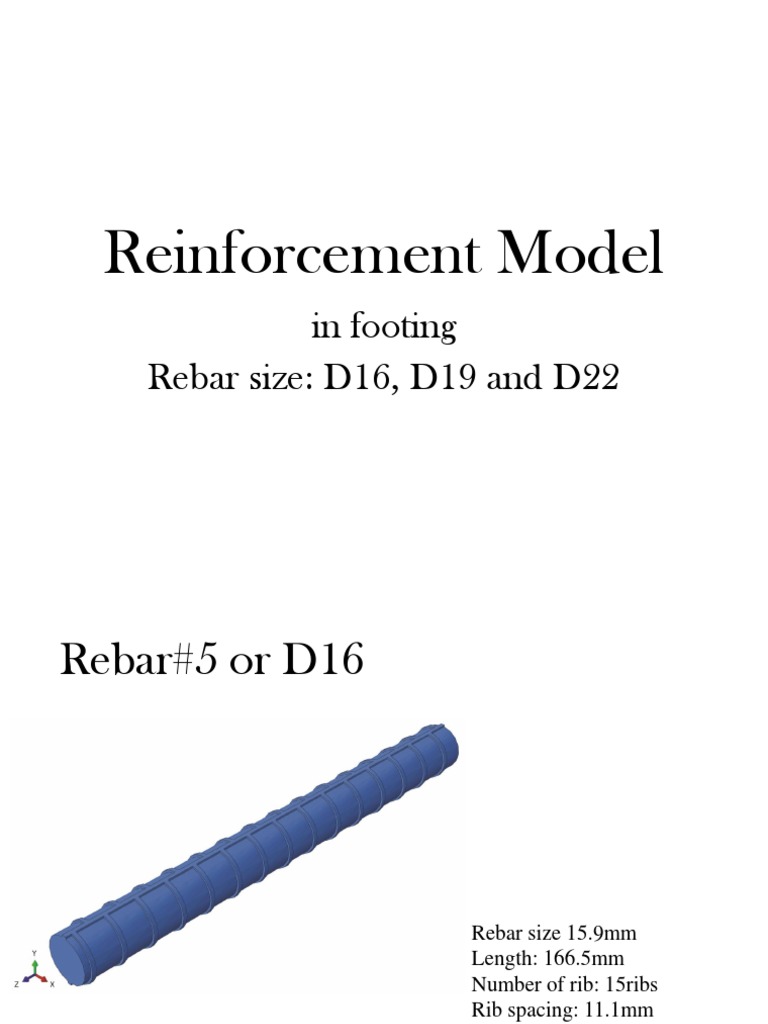 Reinforcement Model: in Footing Rebar Size: D16, D19 and D22 | PDF ...