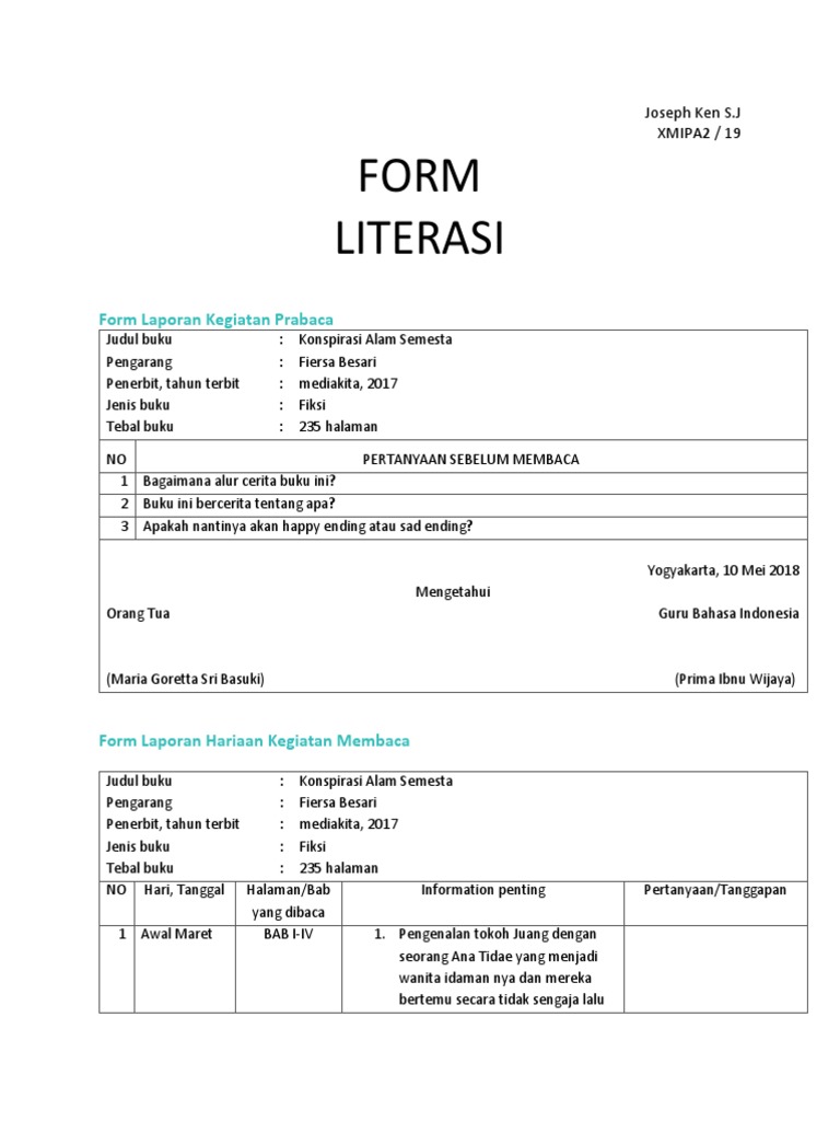 Form Literasi | PDF