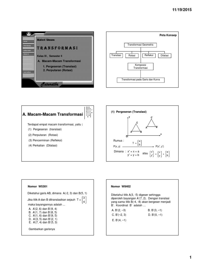 Macam-Macam Transformasi Geometris | PDF