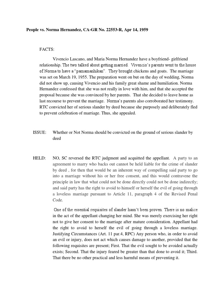 Legal Case Summaries: Slander, Insanity, and Homicide | PDF | Insanity ...