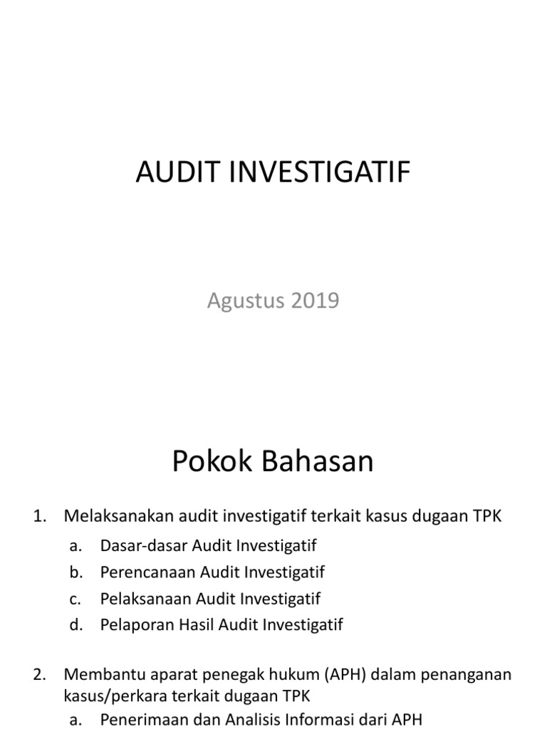 Laporan Audit Investigatif TPK 2019 | PDF | Pengelolaan Keuangan & Uang ...