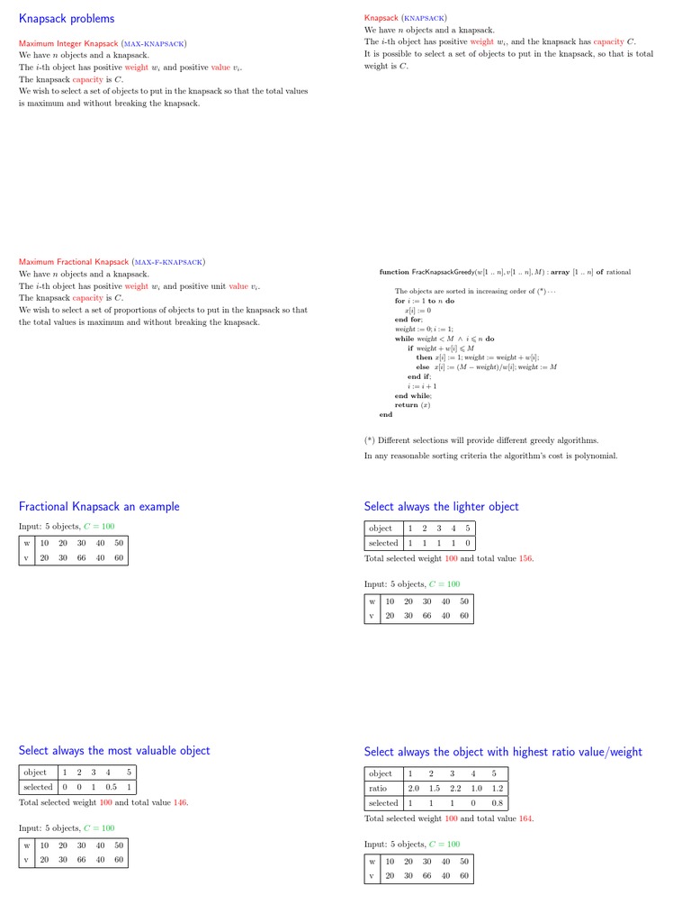 Greedy Knapsack | PDF | Time Complexity | Mathematical Logic