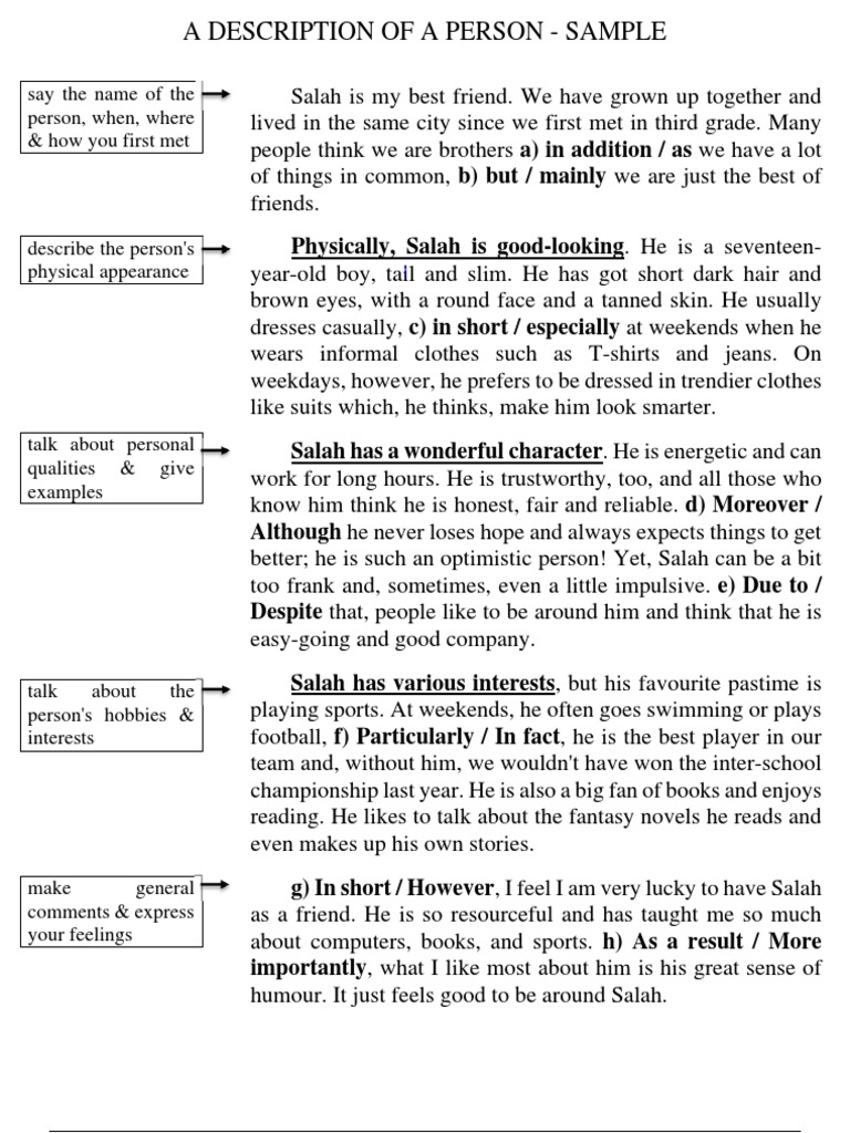 A Description of A Person | PDF