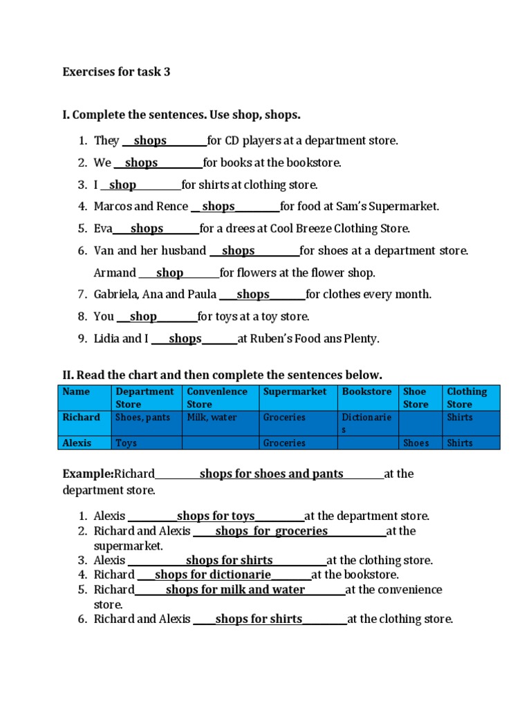 Exercises For Task 3 | PDF | Grocery Store | Softlines (Retail)