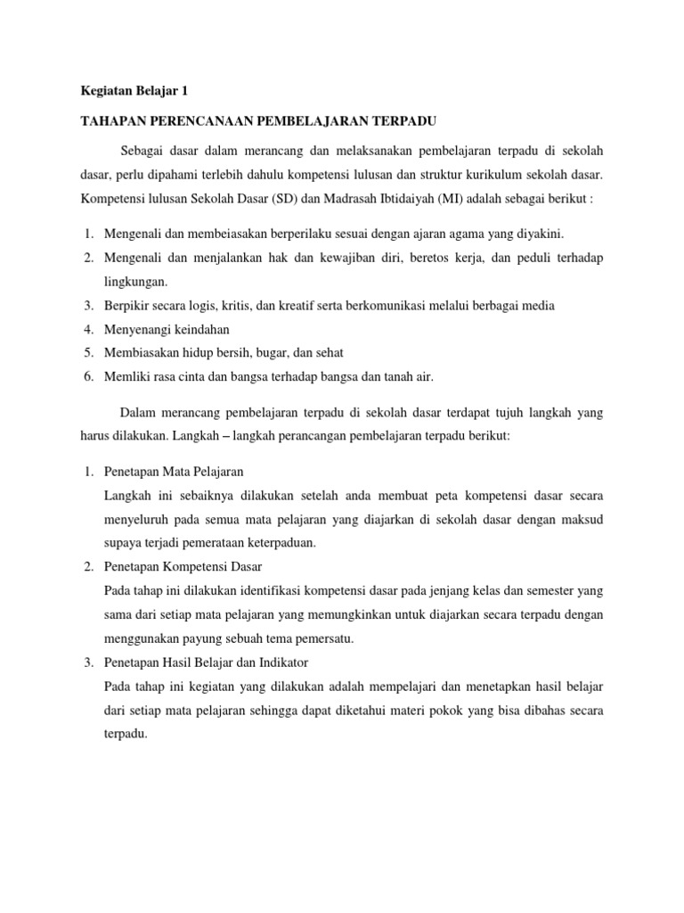 Pembelajaran Terpadu Modul 4 | PDF