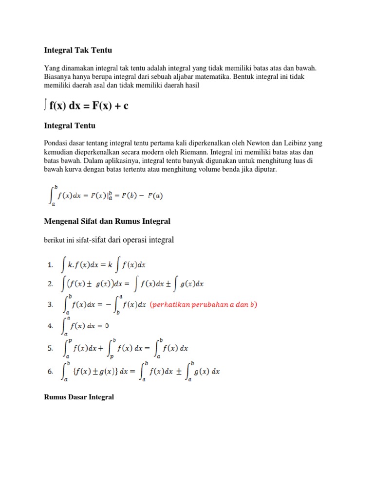 Rumus Integral | PDF