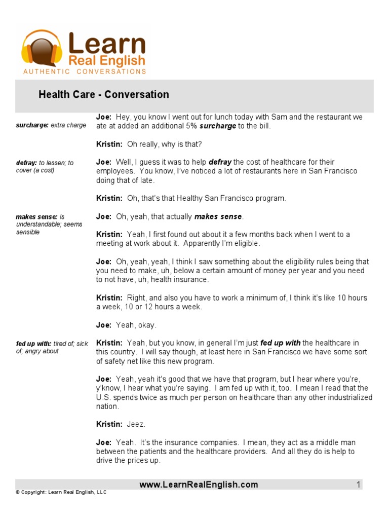 Health Care Conversation | PDF | Nursing | Health Care