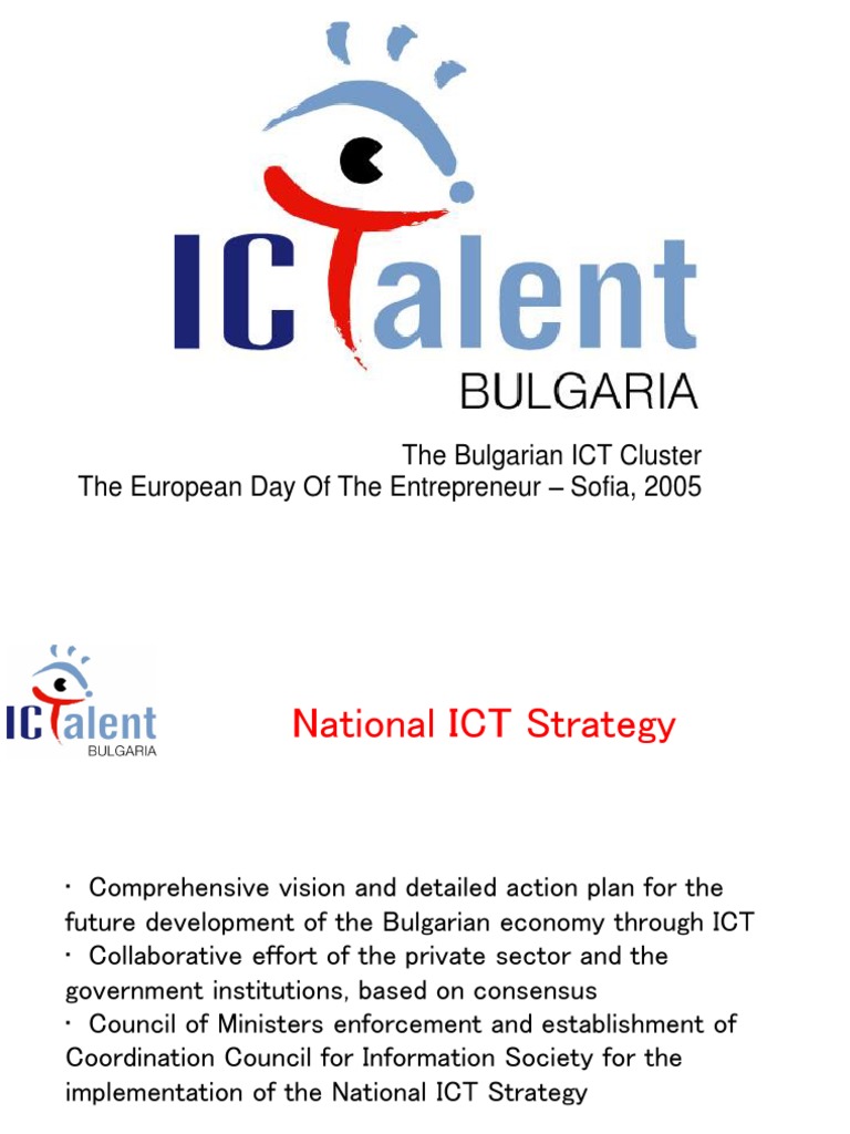 The Bulgarian ICT Cluster The European Day of The Entrepreneur - Sofia, 2005 | PDF | Public ...