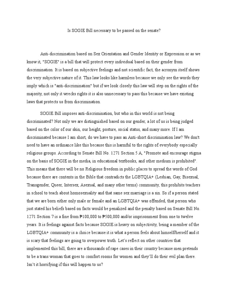 Position Paper | PDF | Discrimination | Homosexuality