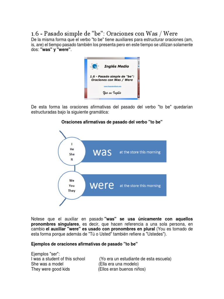 USO DEL Was Were | PDF | Verbo | Lingüística