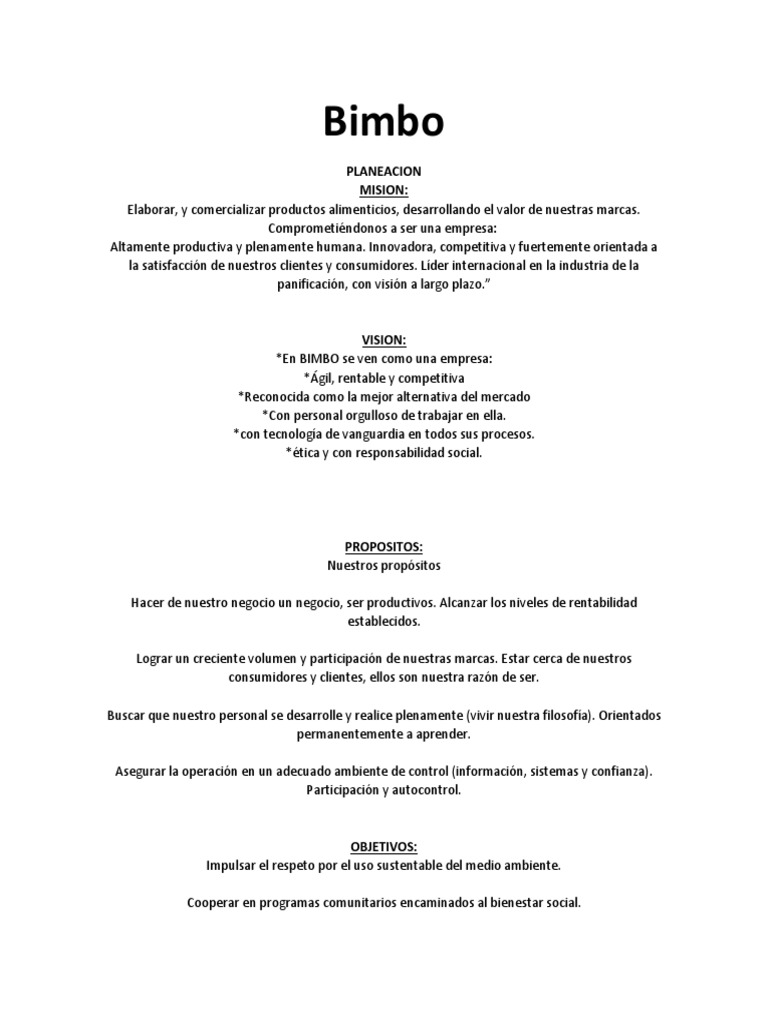 Bimbo | PDF | Bienestar | Marketing