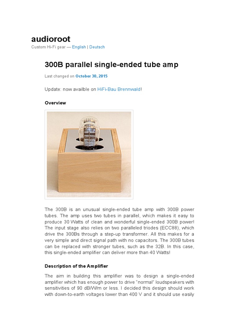 300B Parallel SET Amplifier | PDF | Rectifier | Vacuum Tube