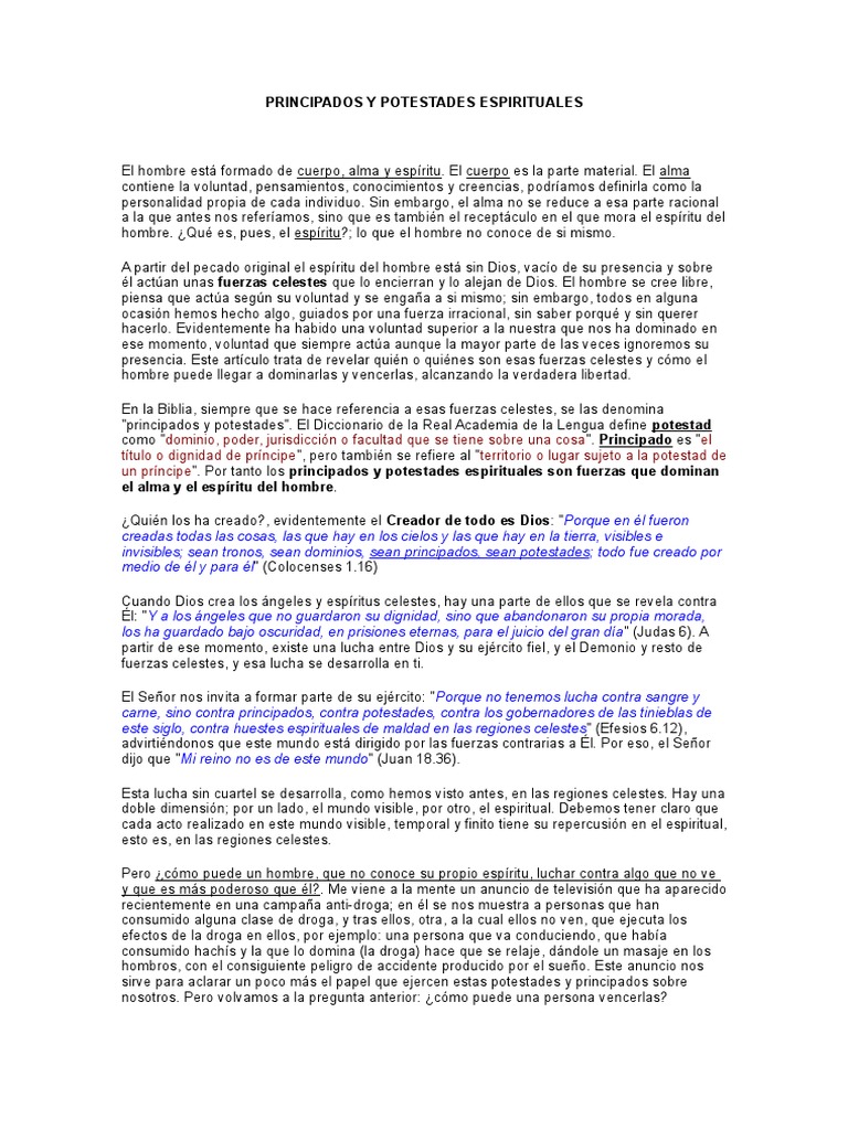 Principados y Potestades Espirituales | PDF | Satán | Lucifer
