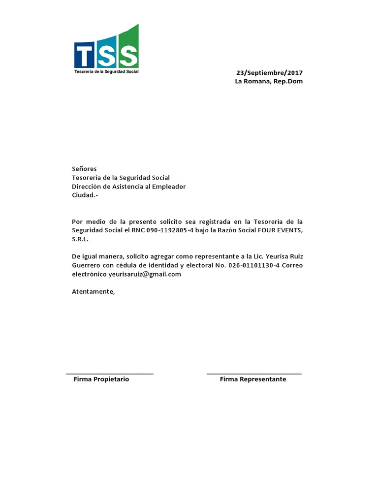 Solicitud de Registro en la TSS | PDF | Política