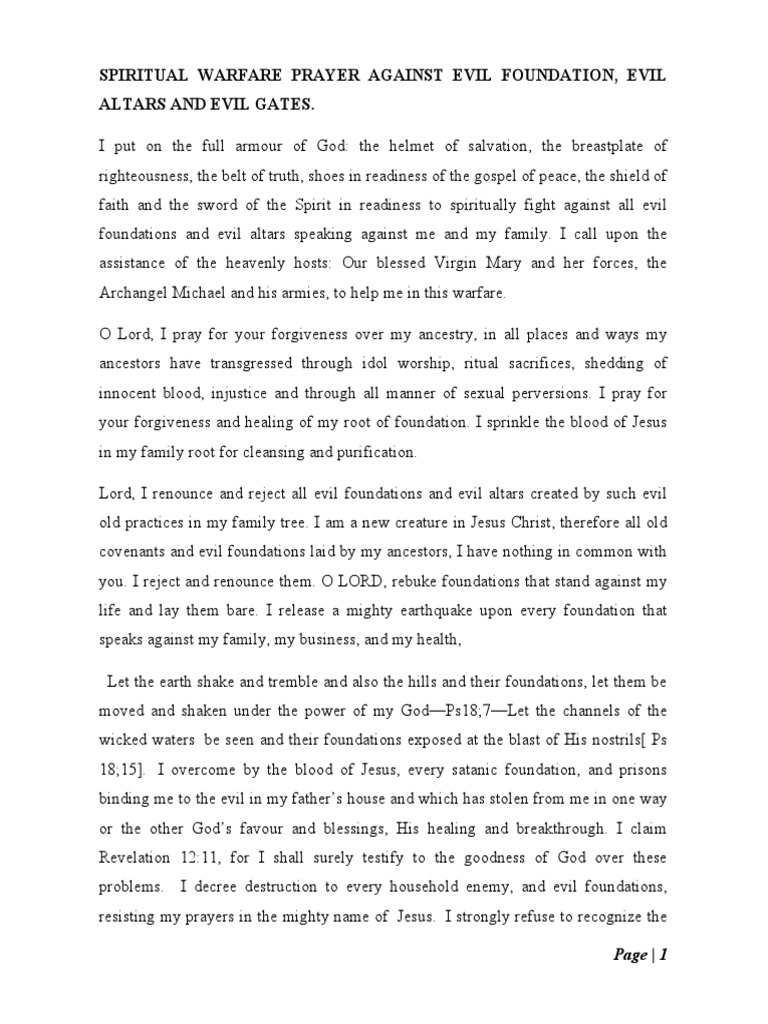 Spiritual Warfare Prayers | PDF | Altar | Prayer