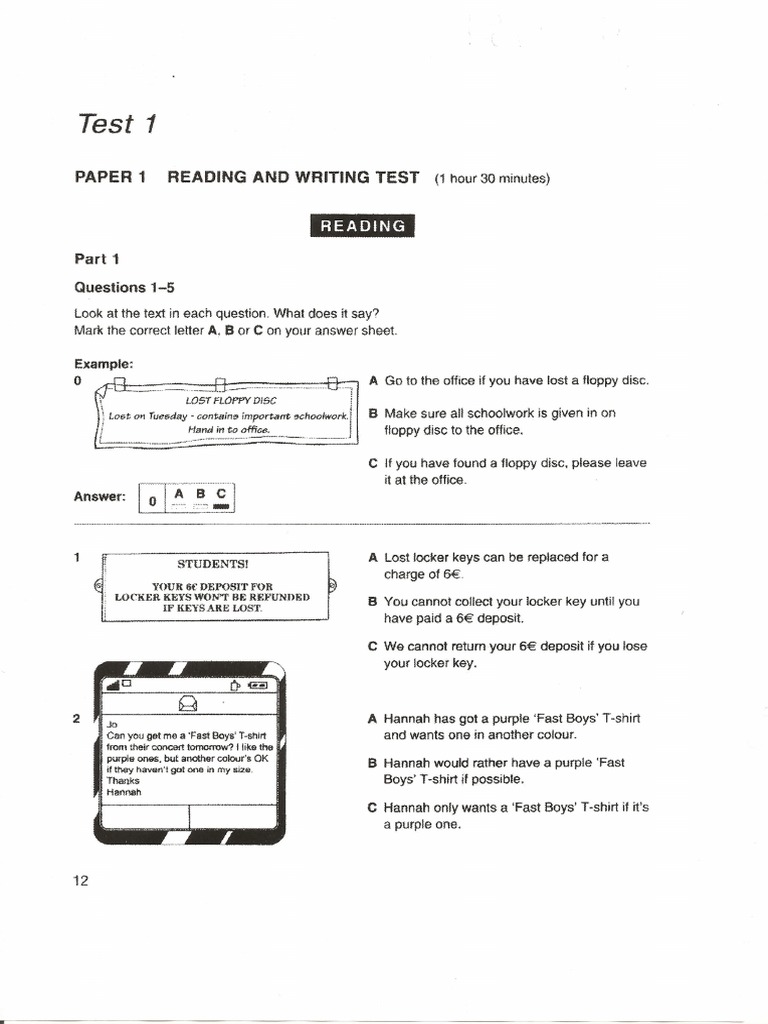PET Test PDF | PDF | T Shirt | Question