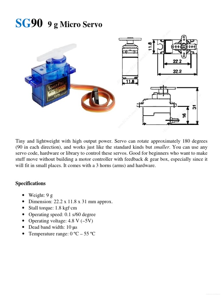 9 G Micro Servo: Specifications | PDF