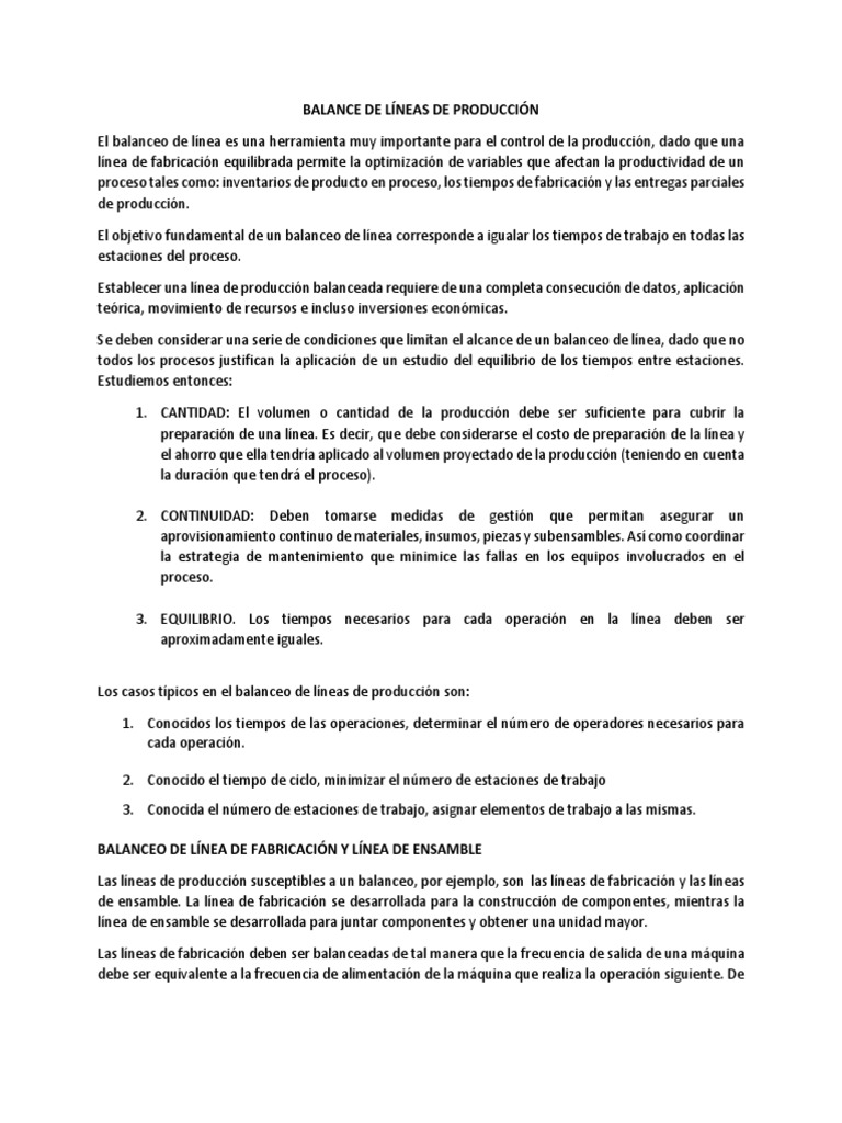 Balanceo de Líneas de Producción Eficaz | PDF | Función (Matemáticas ...