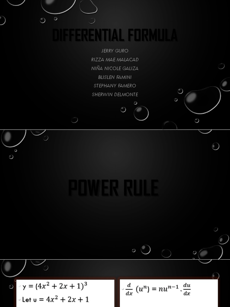 Differential Formula: Jerry Guro Rizza Mae Malacad Niña Nicole Galiza ...