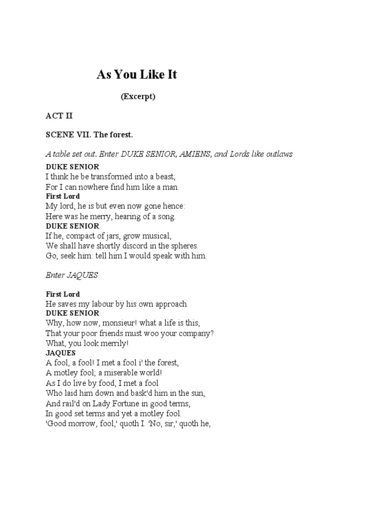 As You Like It | PDF | Shakespearean Characters | As You Like It