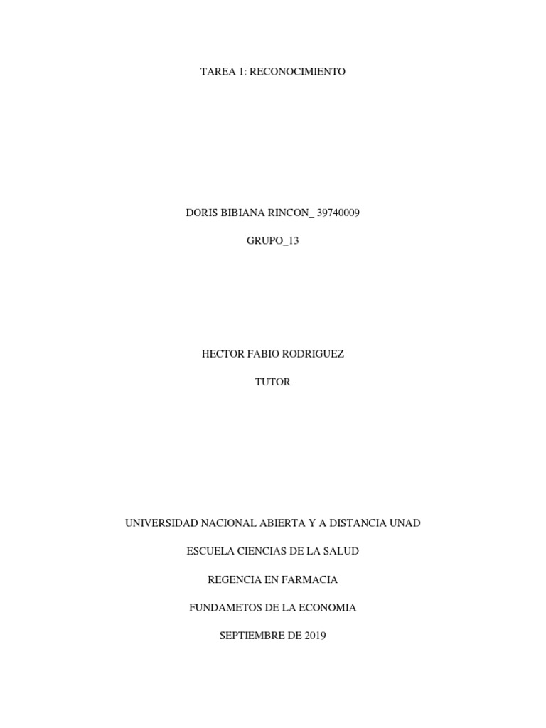 TAREA 1 - Doris Rincon | PDF | Macroeconómica | Microeconomía