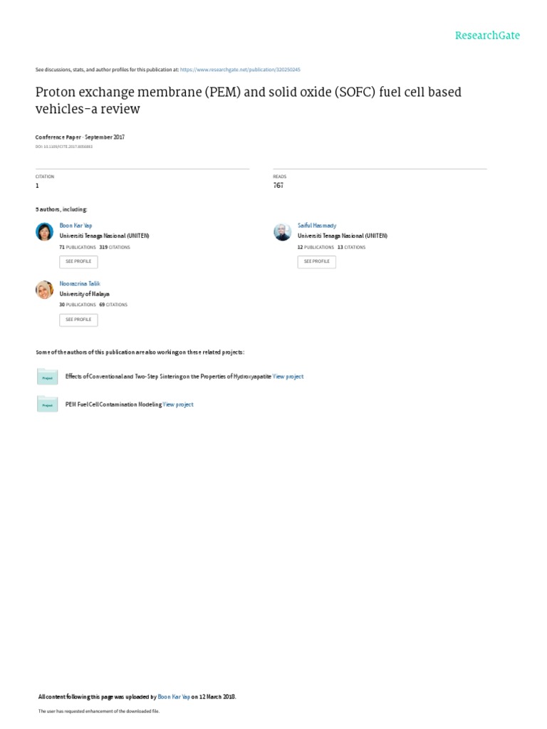 Proton Exchange Membrane (PEM) and Solid Oxide (SOFC) Fuel Cell Based ...