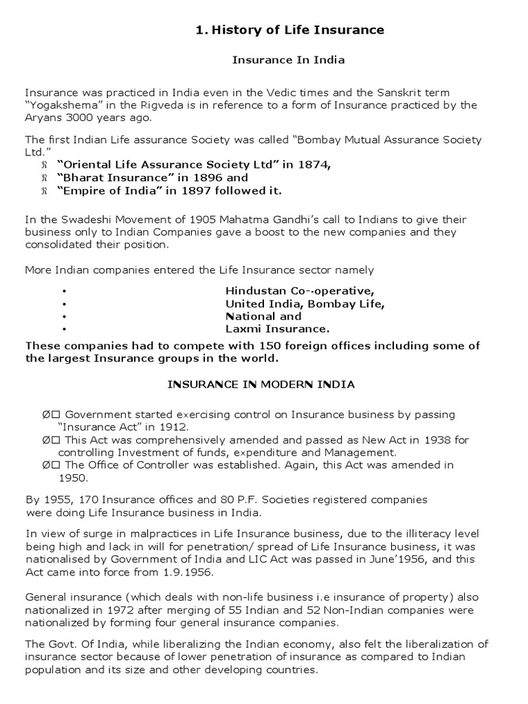 1.history of Life Insurance | PDF | Insurance | Investing