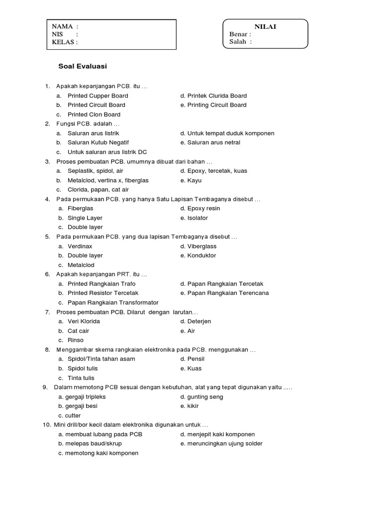 Soal Evluasi Akhir | PDF | Griya & Taman | Teknologi & Rekayasa