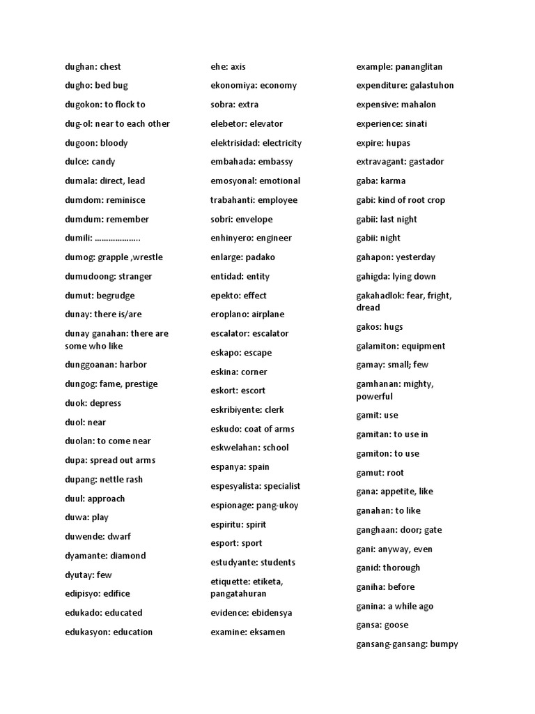 Bisaya Vocabulary | PDF | Nature