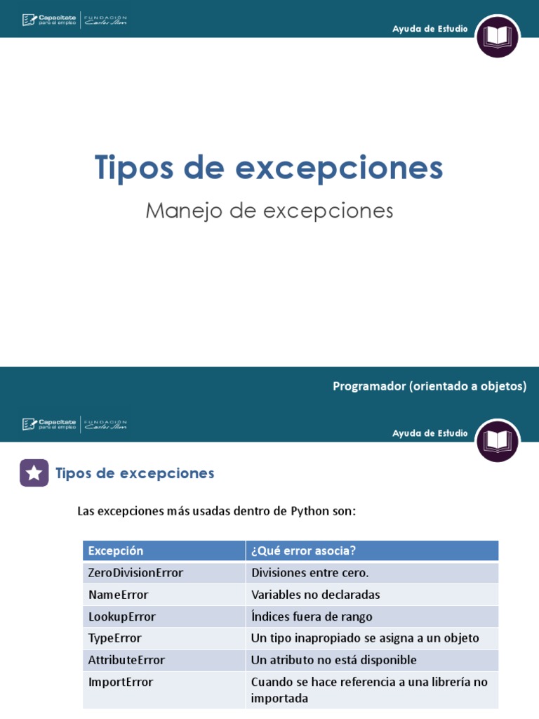 Tipos de Excepciones PDF | PDF