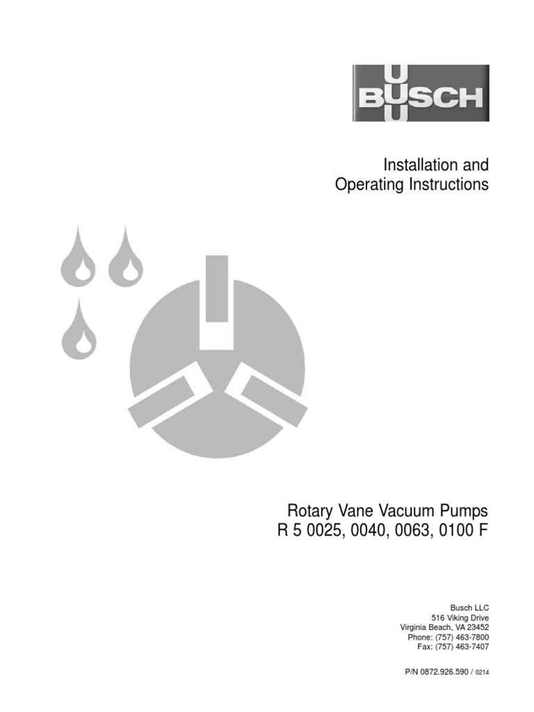 Busch Instruction Manual R 5 RA 0025-0100 F Usen 0872926590 | PDF ...