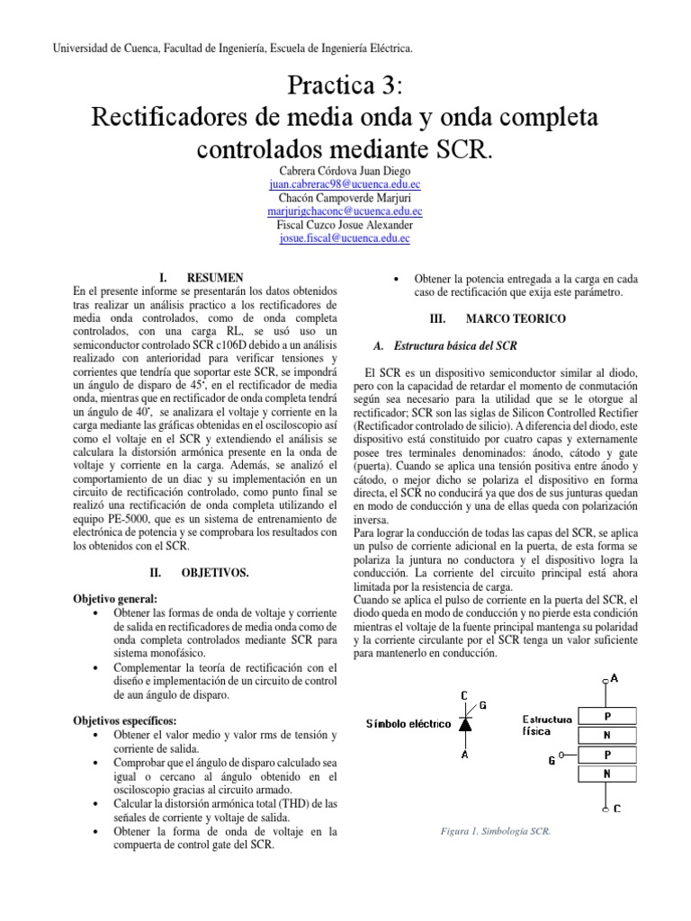 Practica 3 Rectificadores Controlados | PDF | Rectificador | Ingeniería de la Energía
