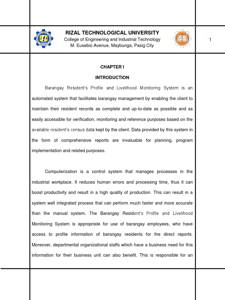 Barangay Monitoring System | PDF | Automation | Systems Engineering