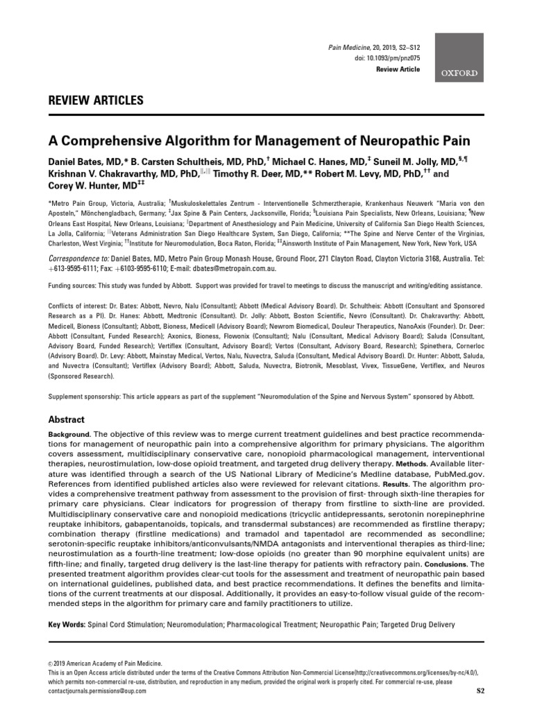 A Comprehensive Algorithm For Management of Neuropathic Pain | PDF ...
