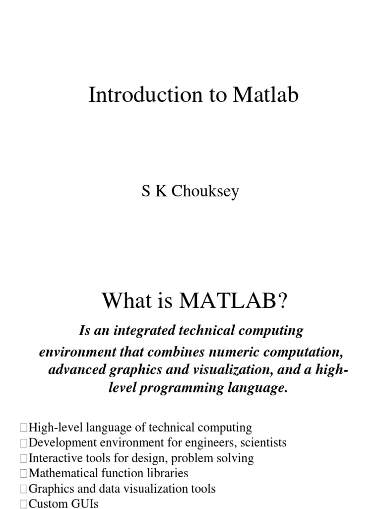 Introduction To Matlab | PDF | Matlab | Matrix (Mathematics)