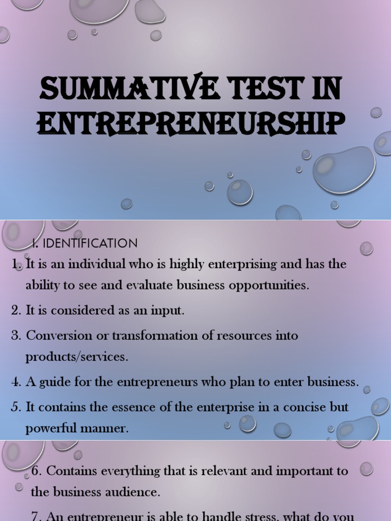 Summative Test Entrep | PDF